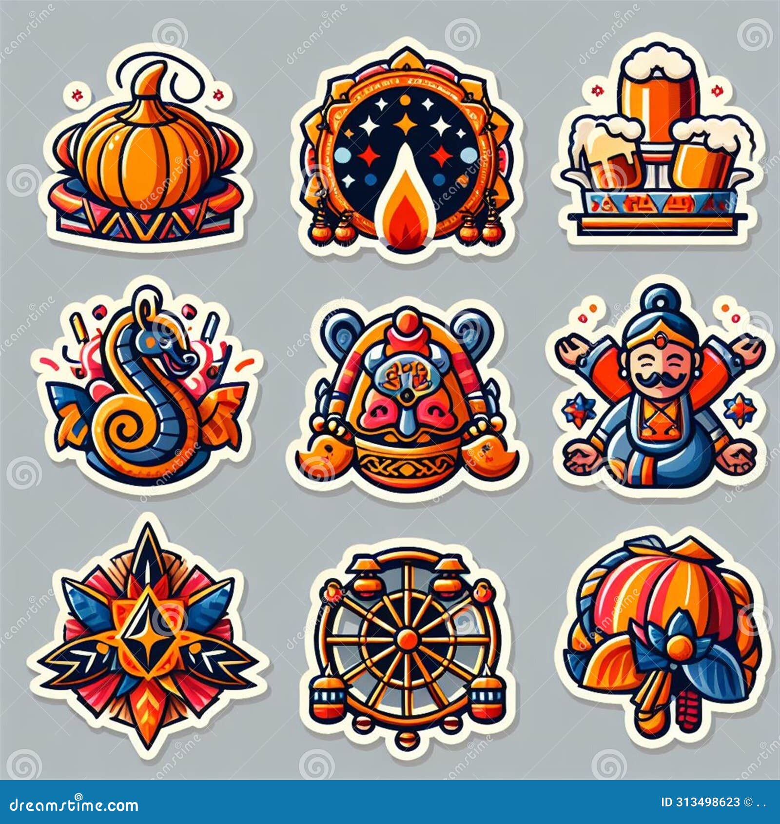Different Religion Festivals Stickers Stock Illustration - Illustration ...