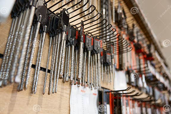 Different Replaceable Drill Consumable Tools on Hardware Store Showcase ...