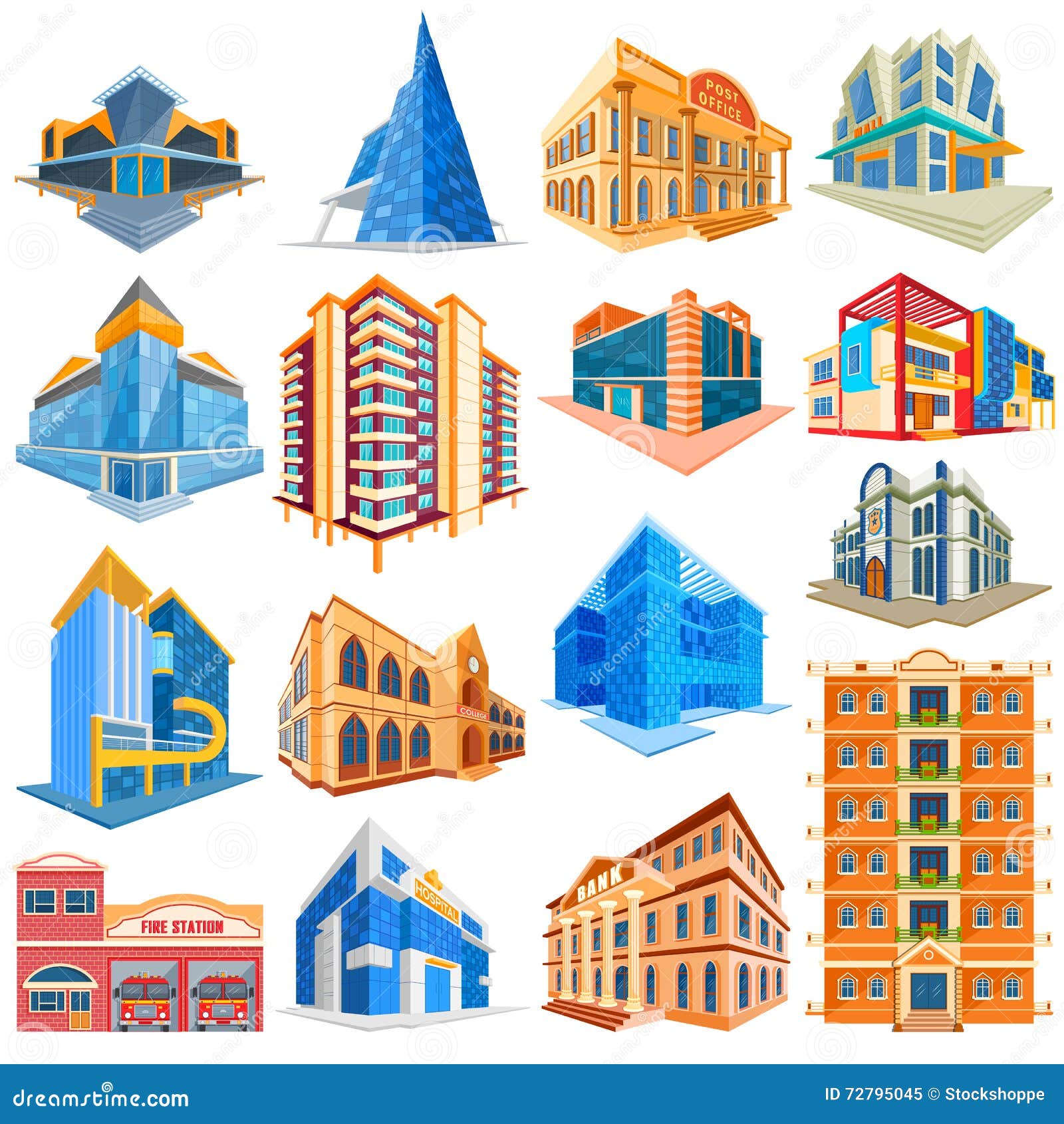 Different Residential and Commercial Building Stock Vector ...