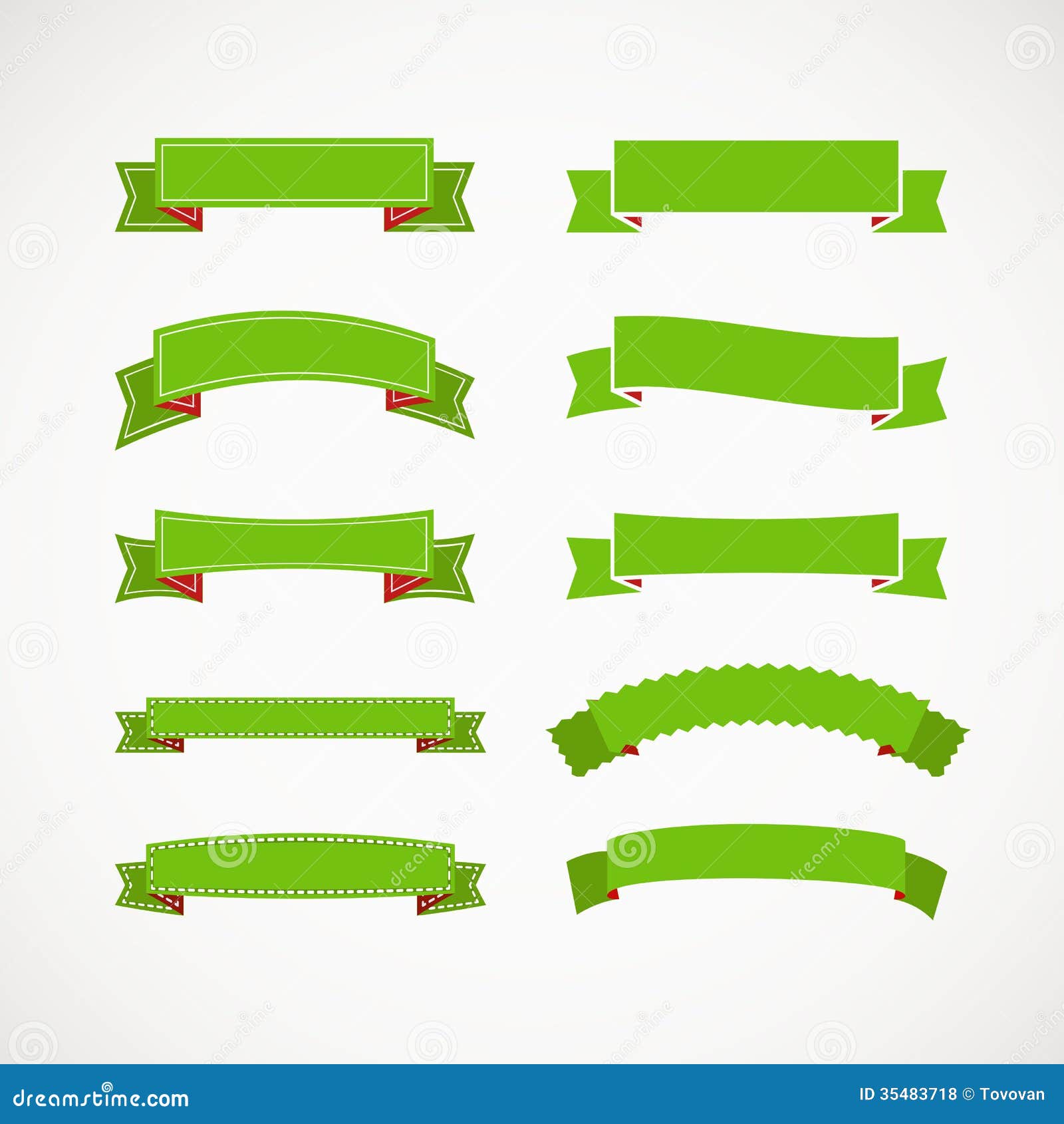 Different Retro Style Green Ribbons Stock Illustration - Illustration ...