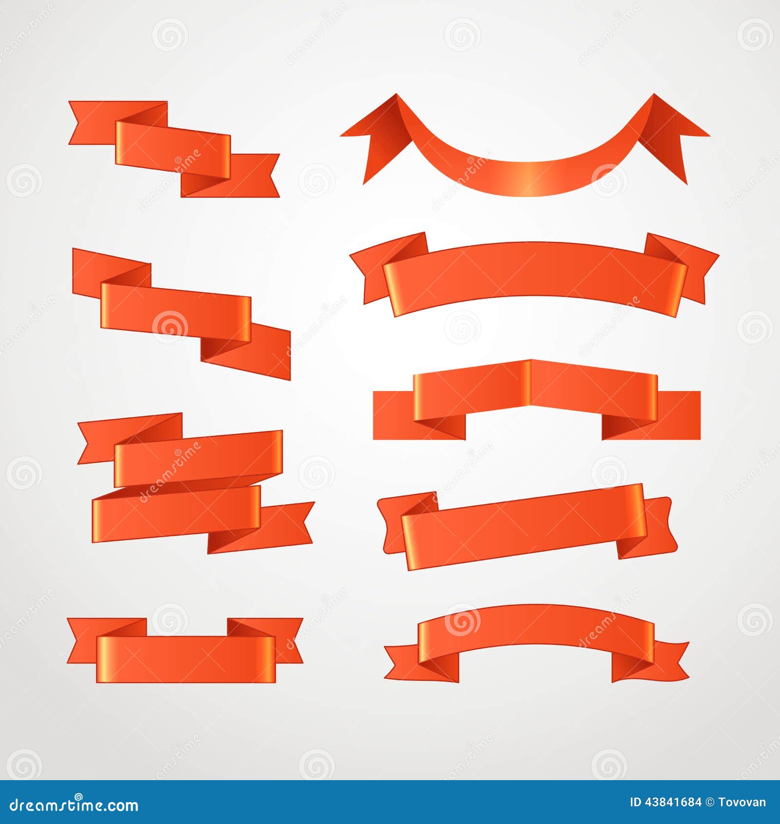 Different Retro Style Red Ribbons Set Stock Vector - Illustration of ...