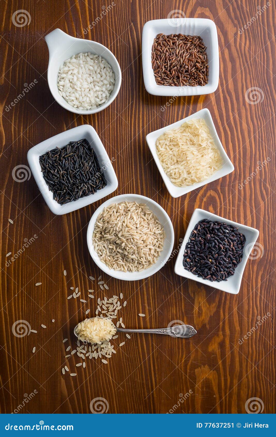 Different rice varieties. stock image. Image of parboiled - 77637251