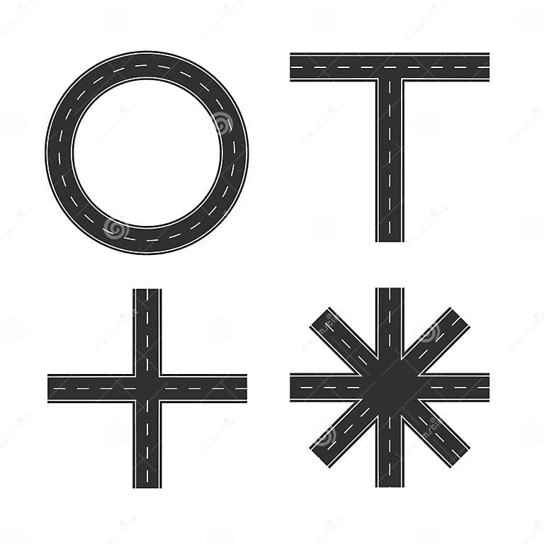 Different Road Junctions. Types of Crossroads. Stock Vector ...