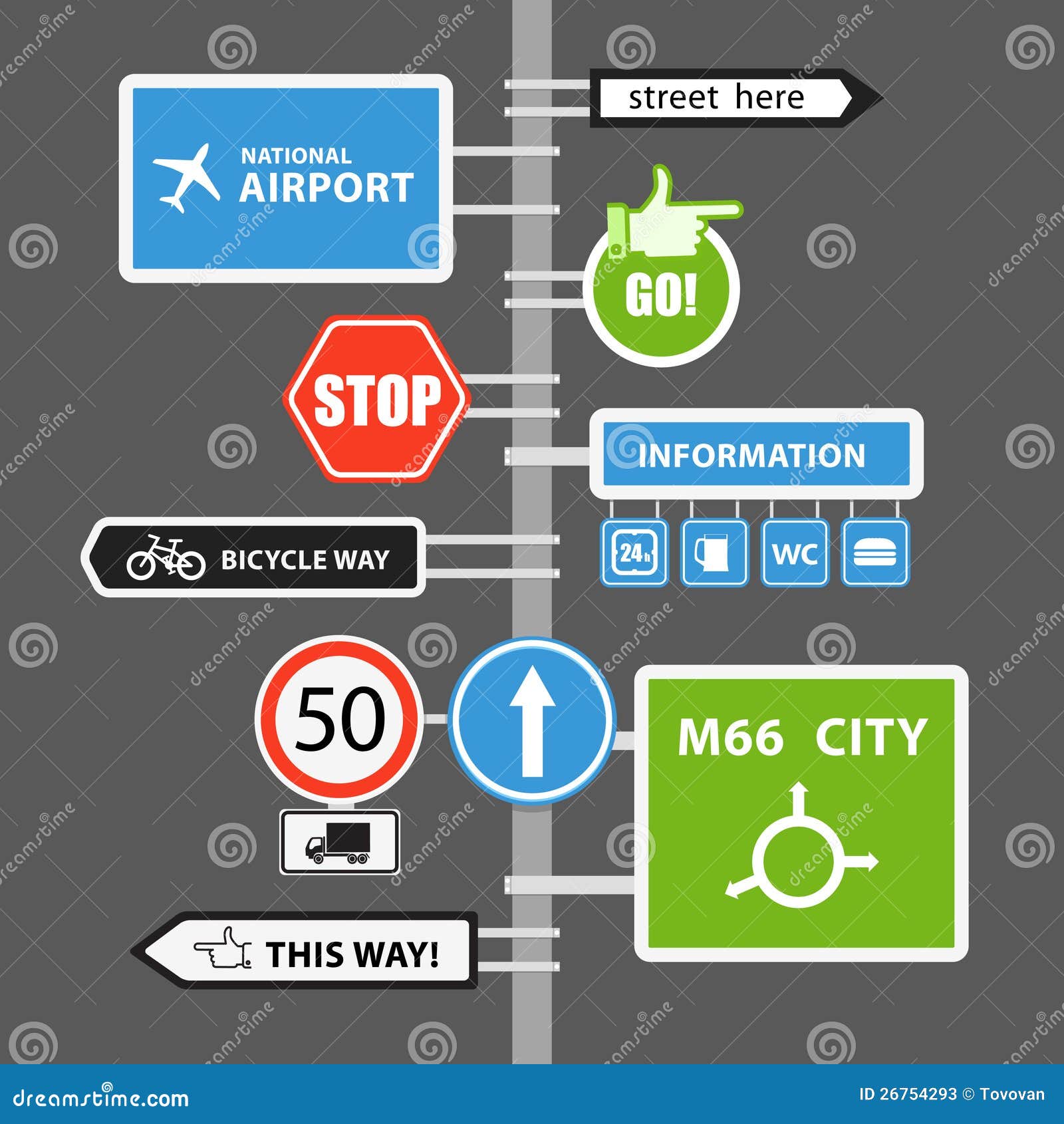 Different road signs stock vector. Illustration of information - 26754293