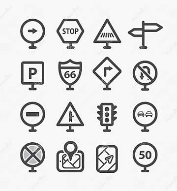 Different Road Signs Set with Rounded Corners Stock Vector ...