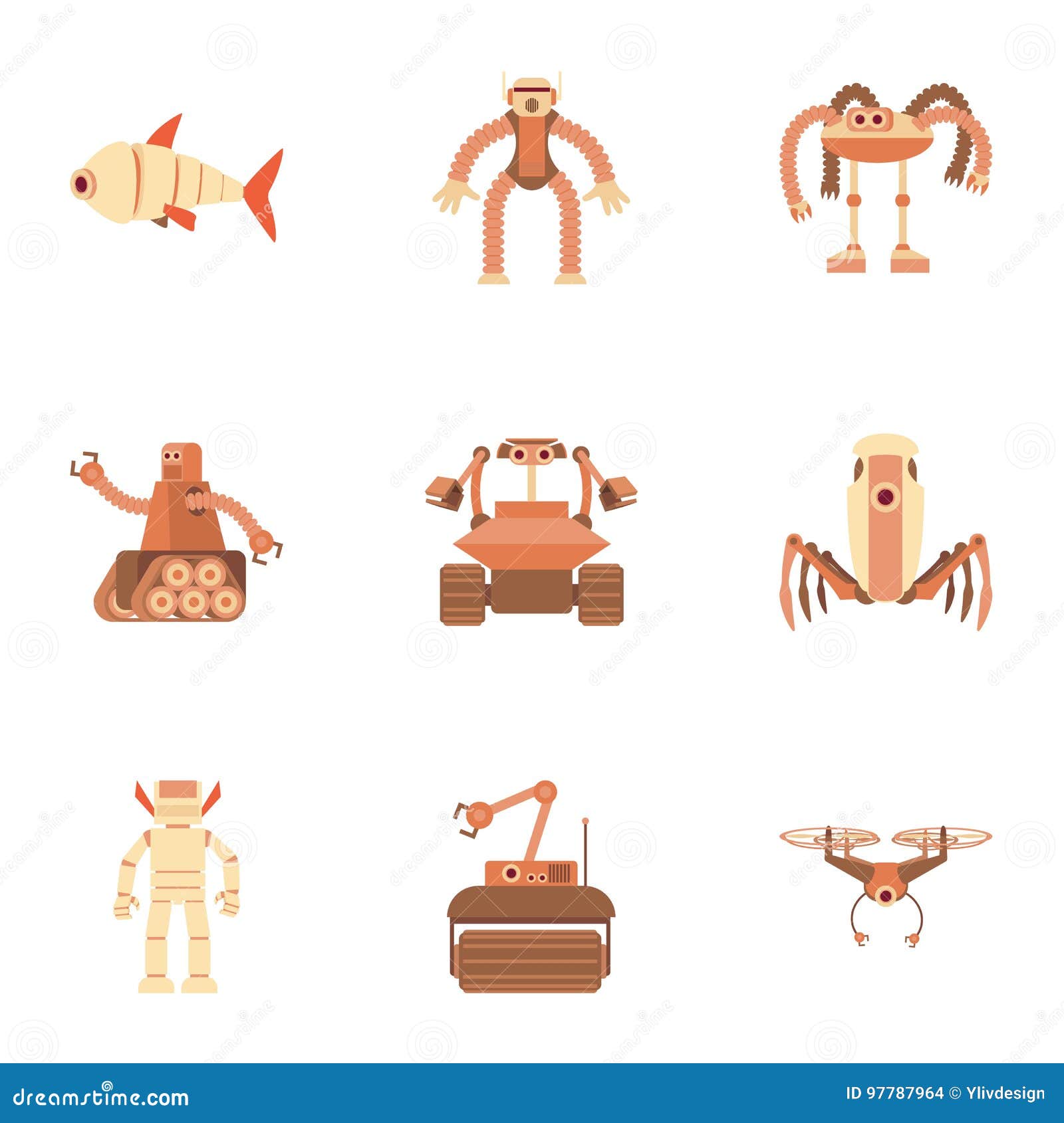 Different Robot Icons Set, Cartoon Style Stock Vector - Illustration of ...