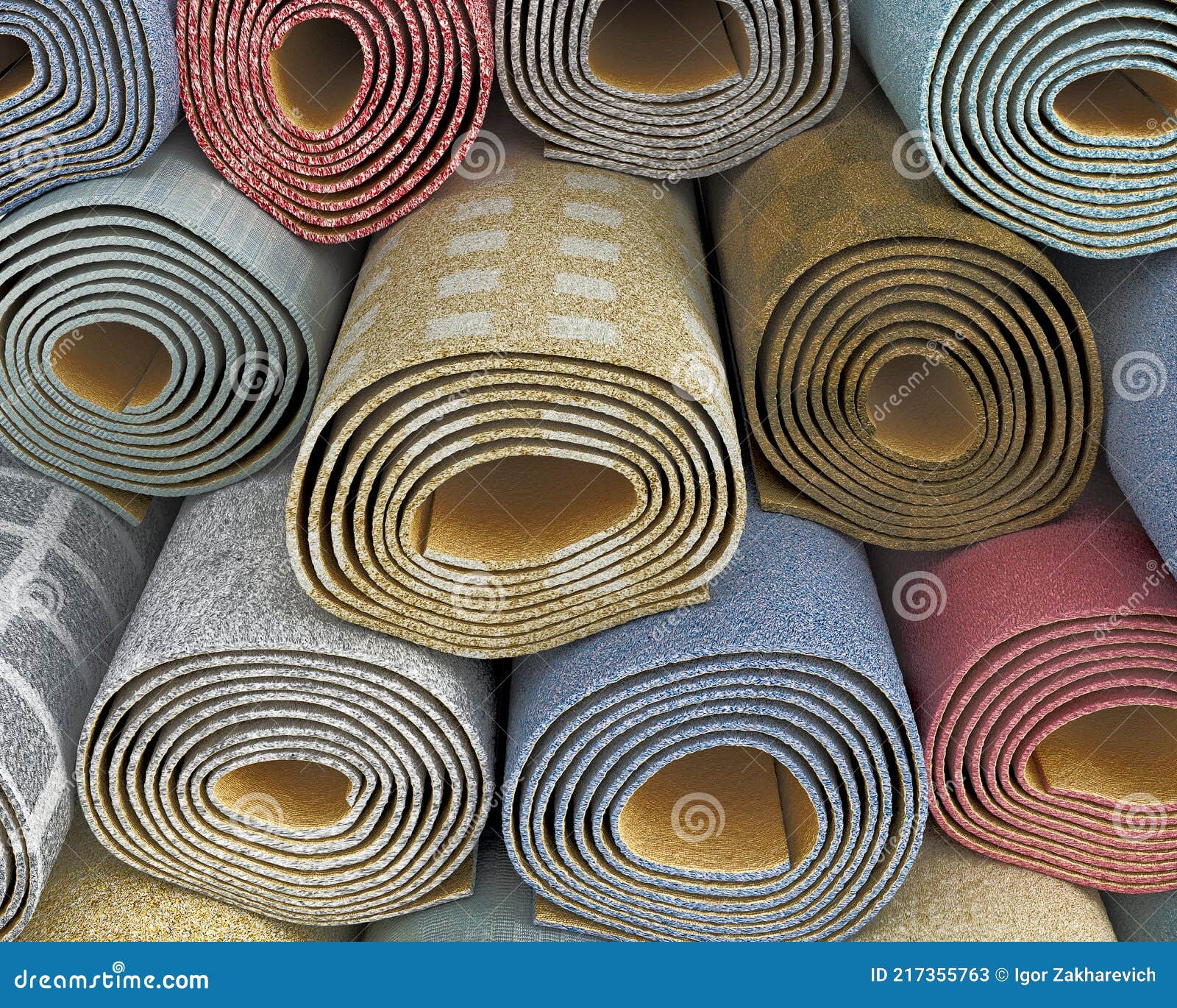 Different Rolled Carpets Stacked One on Another, Stock Illustration ...