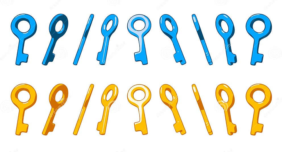 Different rotation key stock vector. Illustration of metal - 61745342