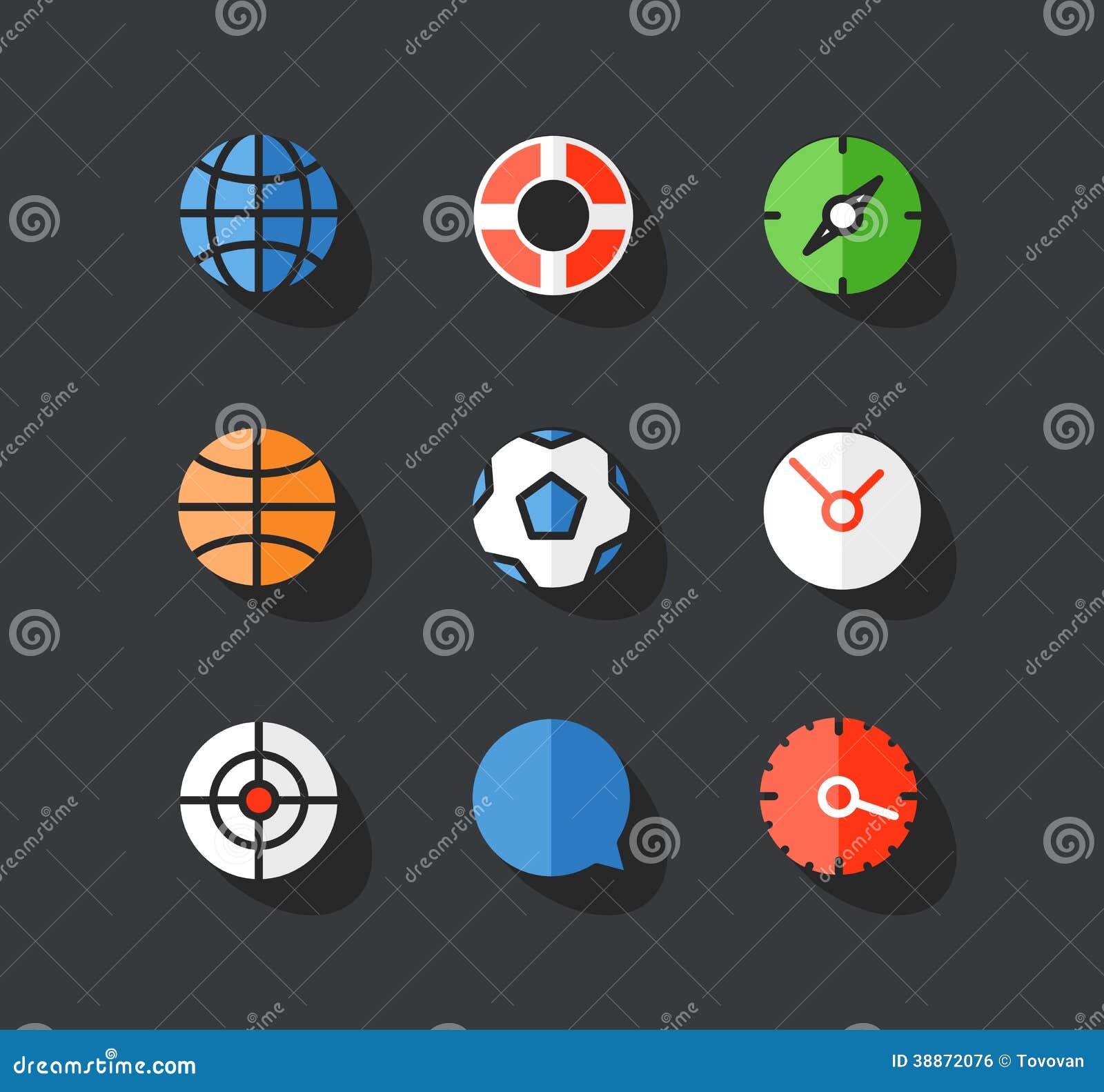 Different Round Web Icons Collection Stock Illustration - Illustration ...