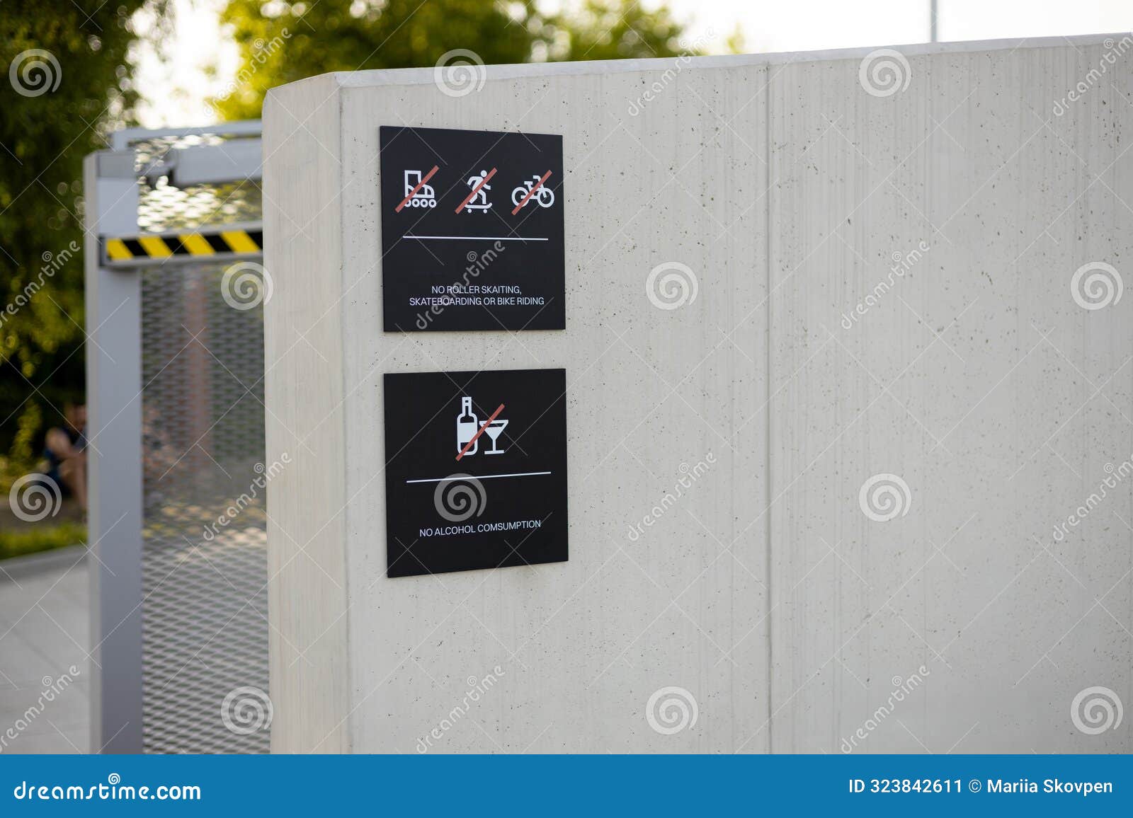 Different Rule Signs on the Wall. City Park, No Signs Stock Image ...