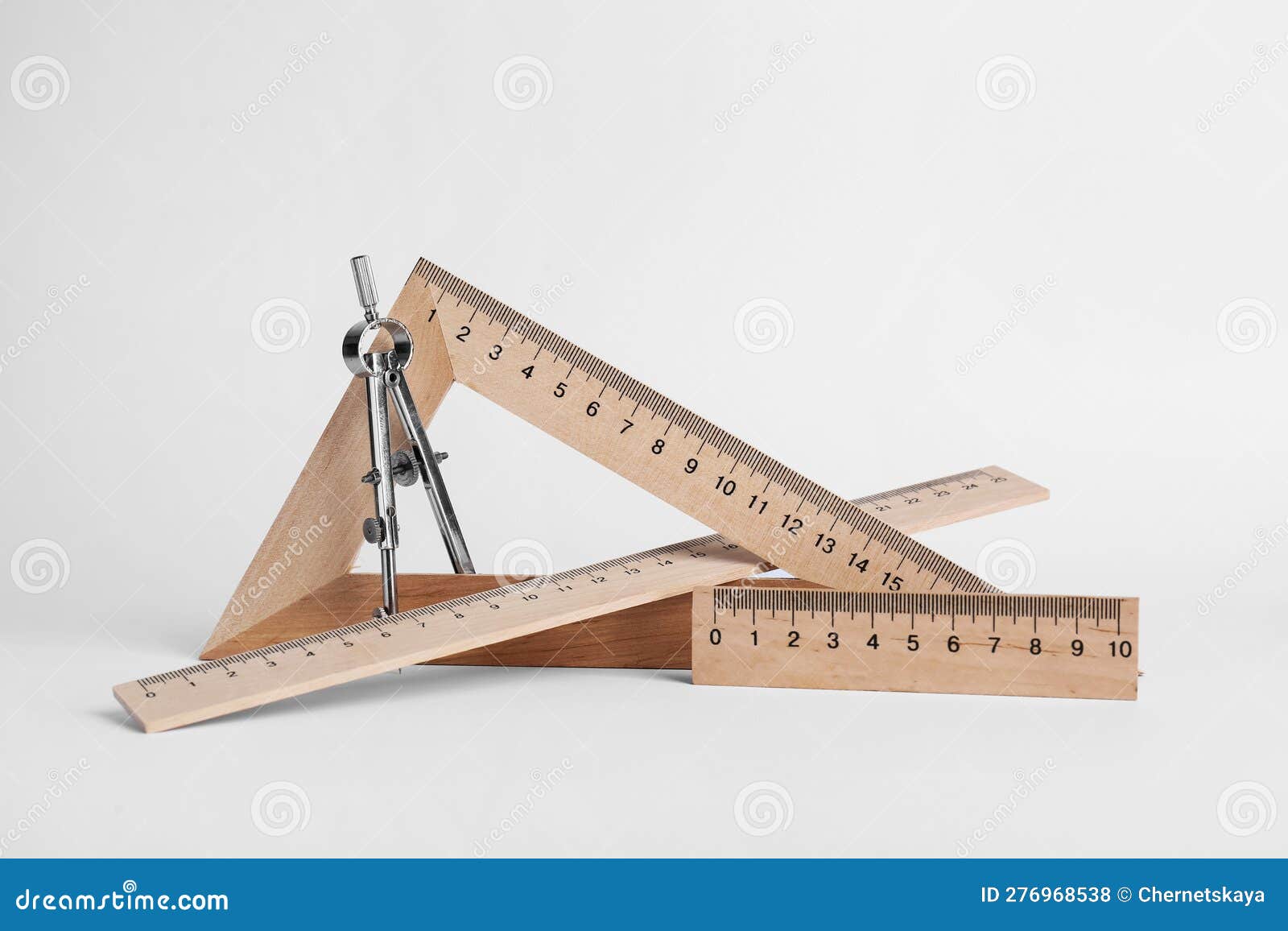 Different Rulers and Compass on White Background Stock Photo - Image of ...