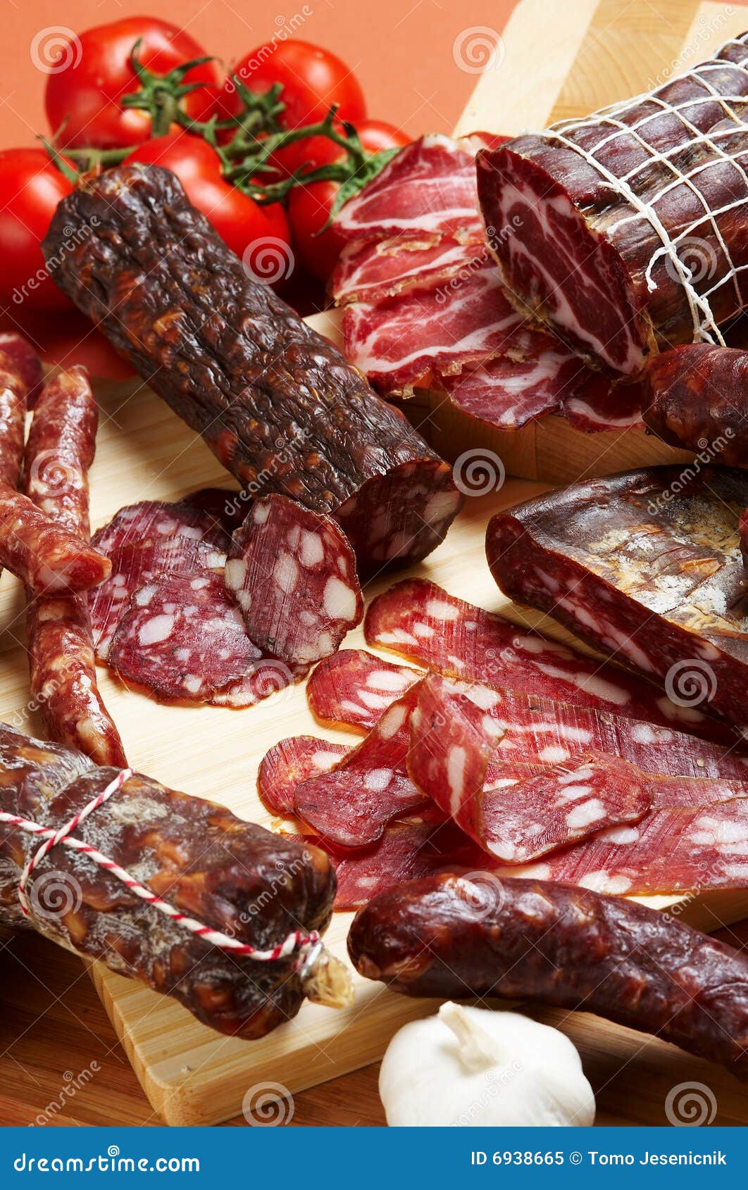 Different Salami and Meat Product Stock Image - Image of meat, tomato ...