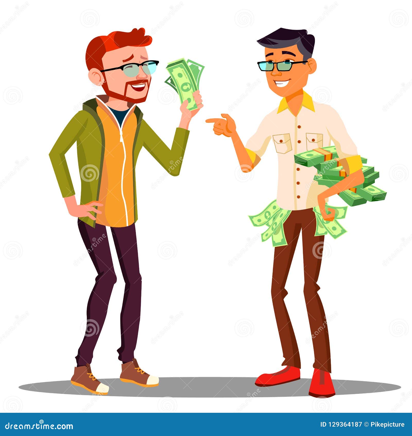 Different Salaries of Office Staff, One Employee with Bills in Hand ...