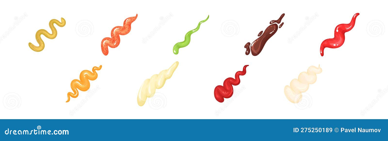 Different Sauce Splashes Squeezed from Bottles Vector Set Stock ...
