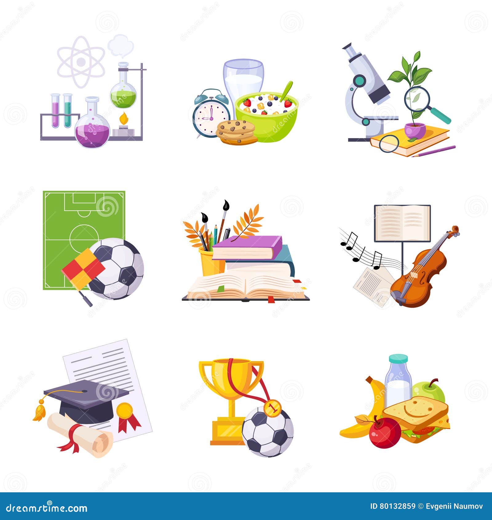Different School Classes and Activities Related Sets of Objects Stock ...