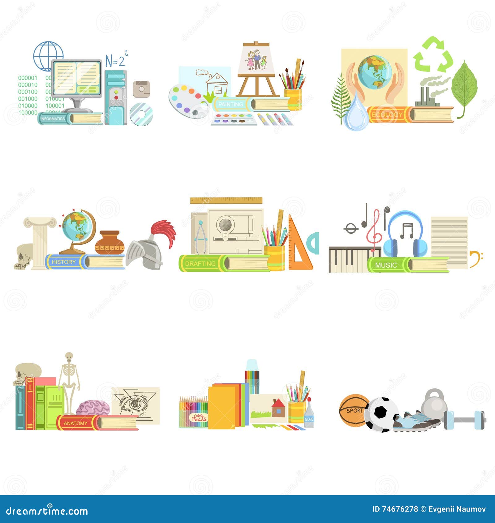 Different School Classes and Sciences Related Objects Cmpositions Stock ...