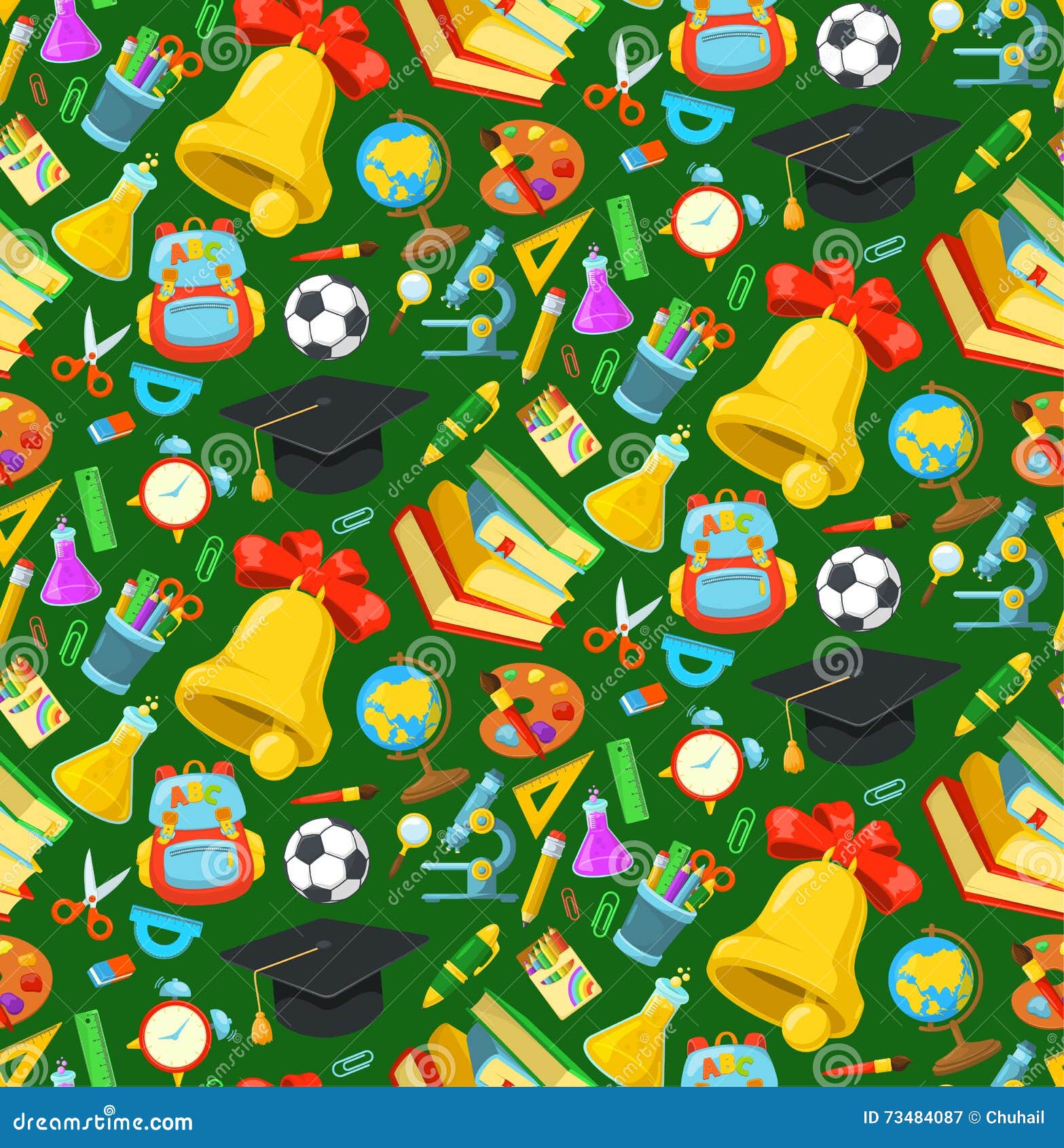 Different school objects. stock vector. Illustration of bright - 73484087