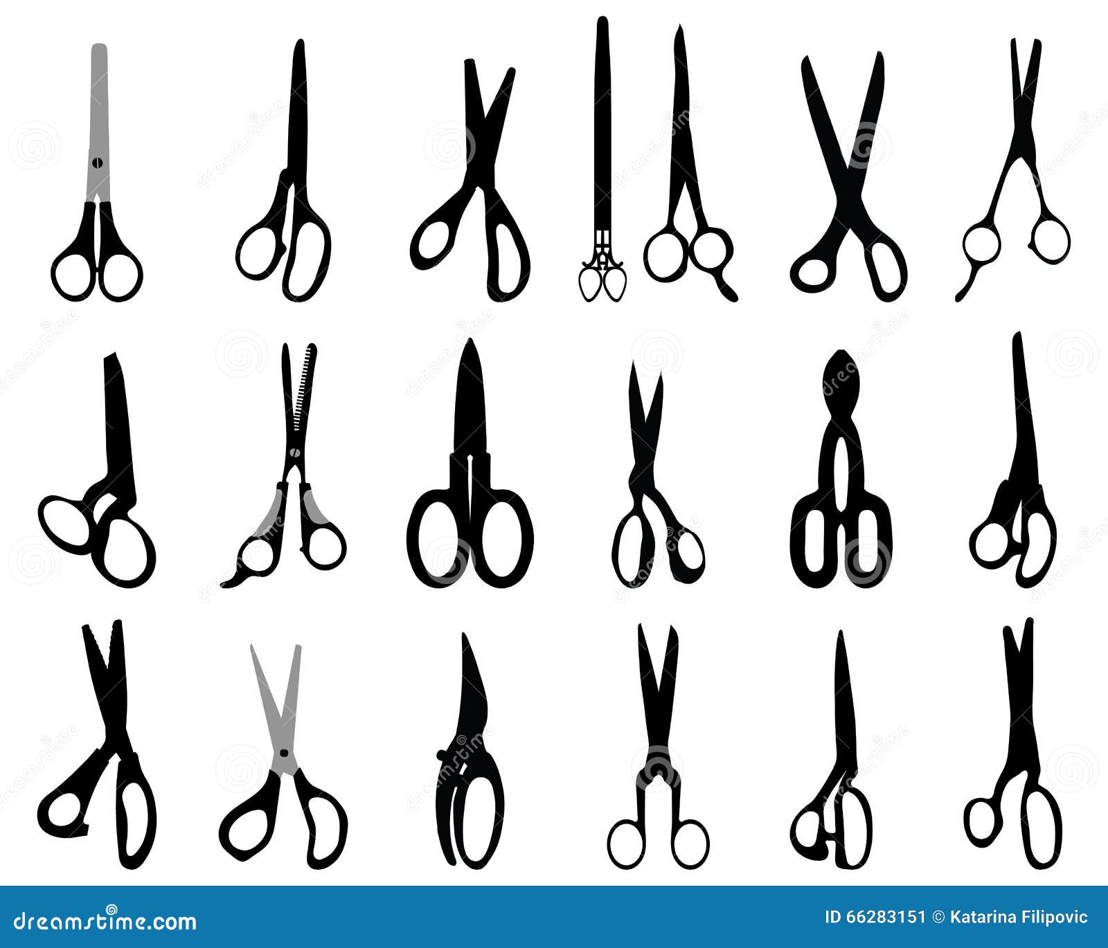Different scissors stock illustration. Illustration of scissors - 66283151