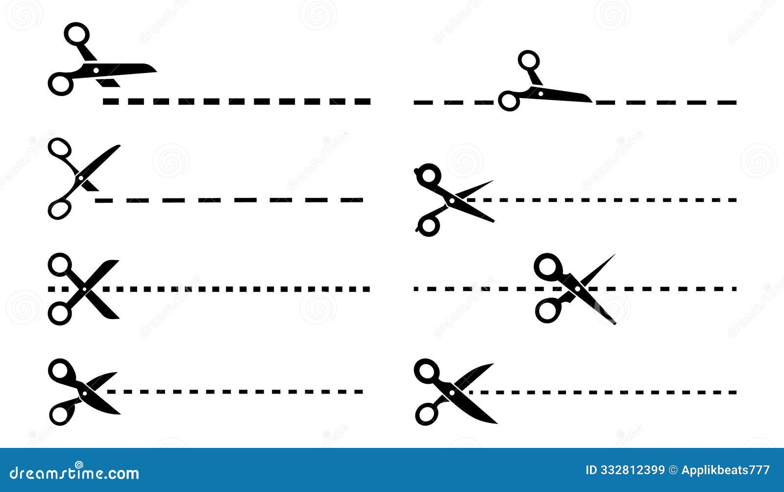 Different Scissors Coupon Cutting Shape on a White Background Stock ...