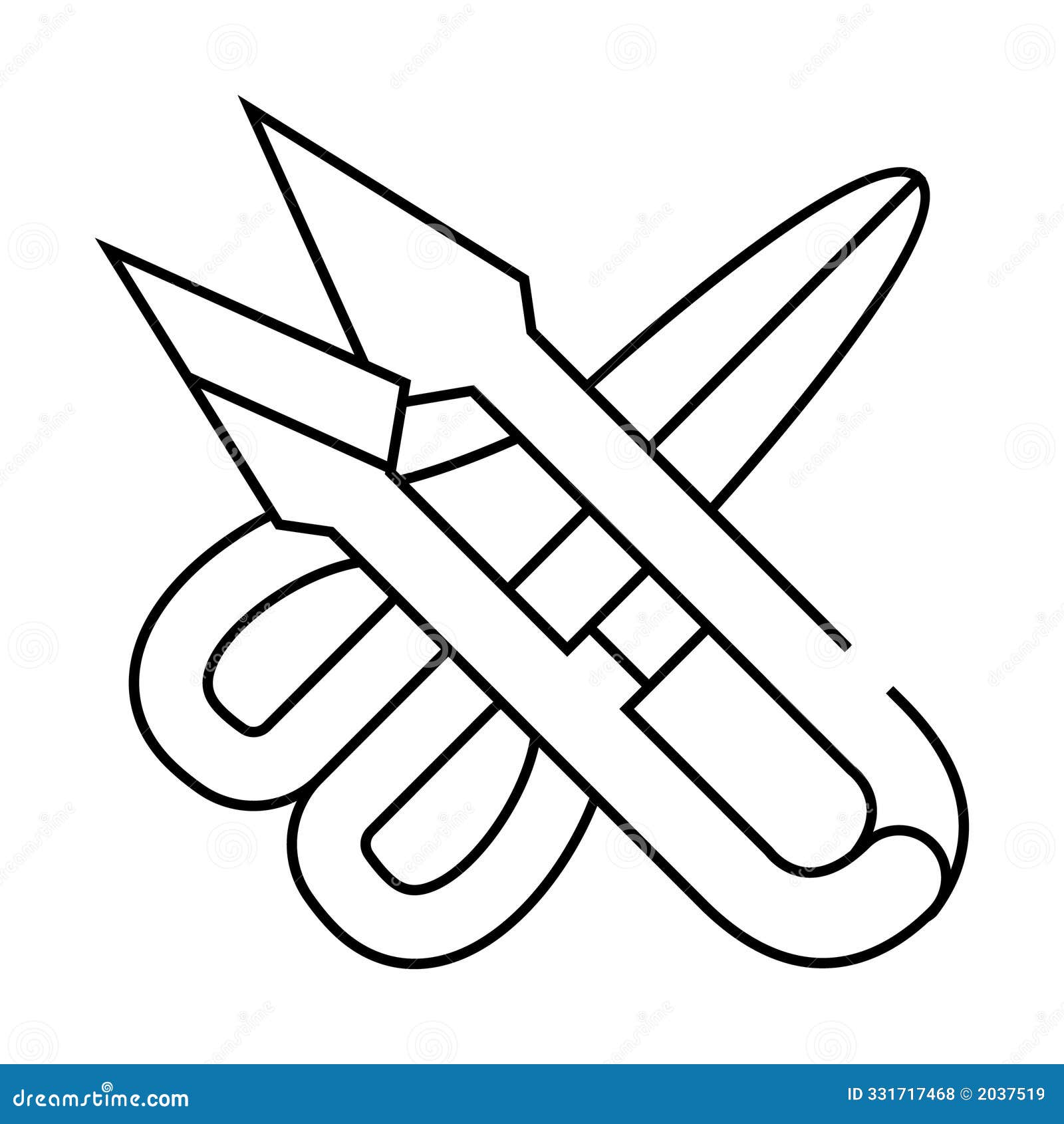 Different Scissors Line Icon Vector Black Illustration Stock ...