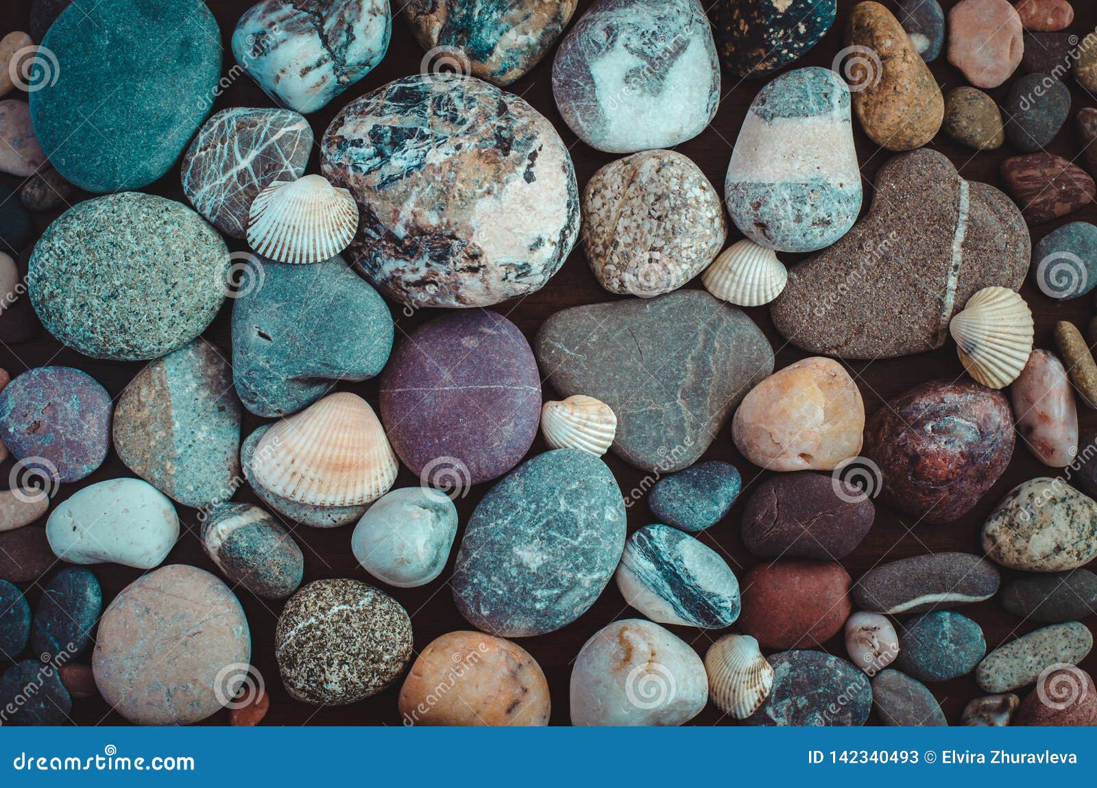 Different Sea Pebbles Top View Marine Background Stock Image - Image of ...