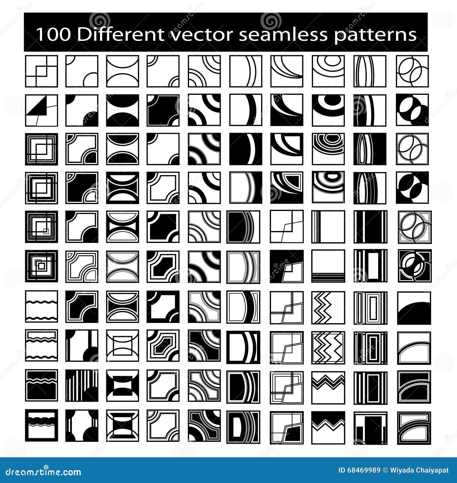 100 Different Seamless Patterns Stock Vector - Illustration of print, circle: 68469989