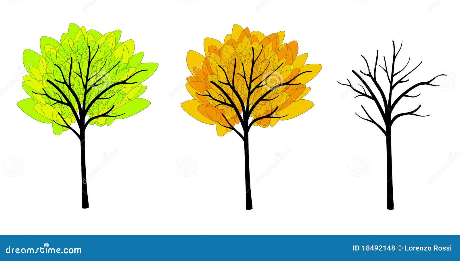 Different Seasons Trees Isolated Stock Illustration - Illustration of ...