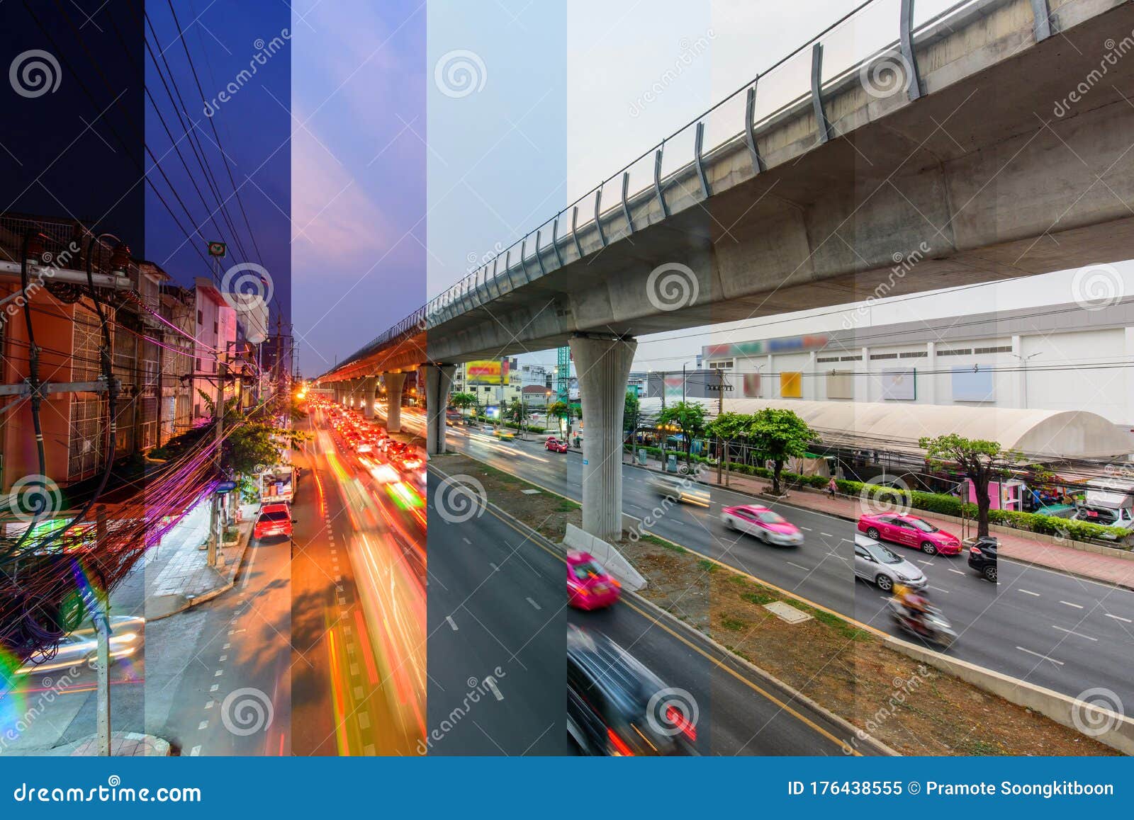 Different Shade Color of Blur Light Traffic at Junction Stock Image ...