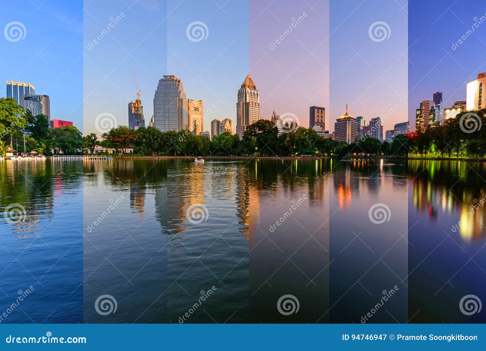 Different Shade Color at the Lake in Different Time Stock Image - Image ...