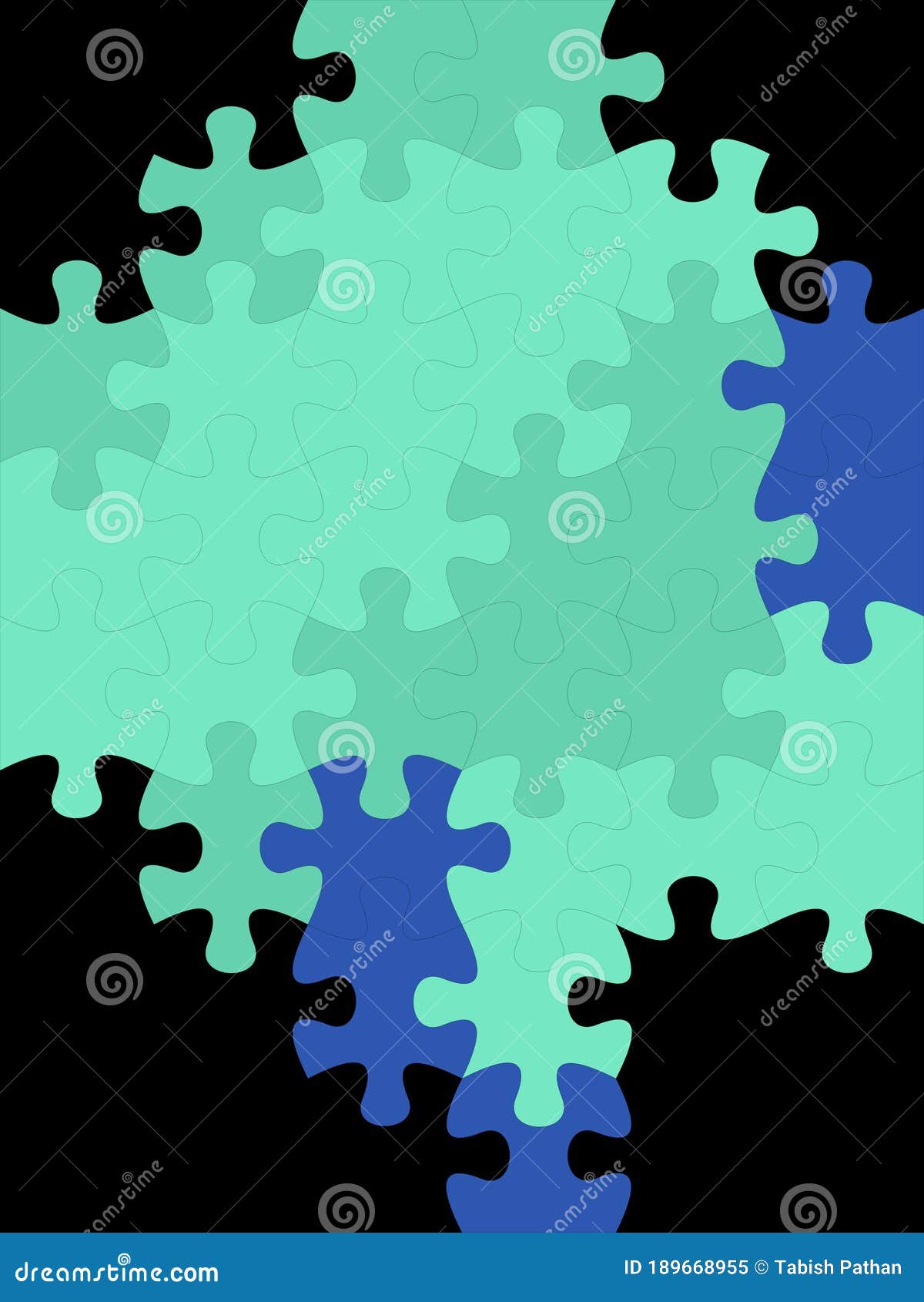 Different Shades of Blue Color Jigsaw Puzzles Designs on Solid Sheet of ...