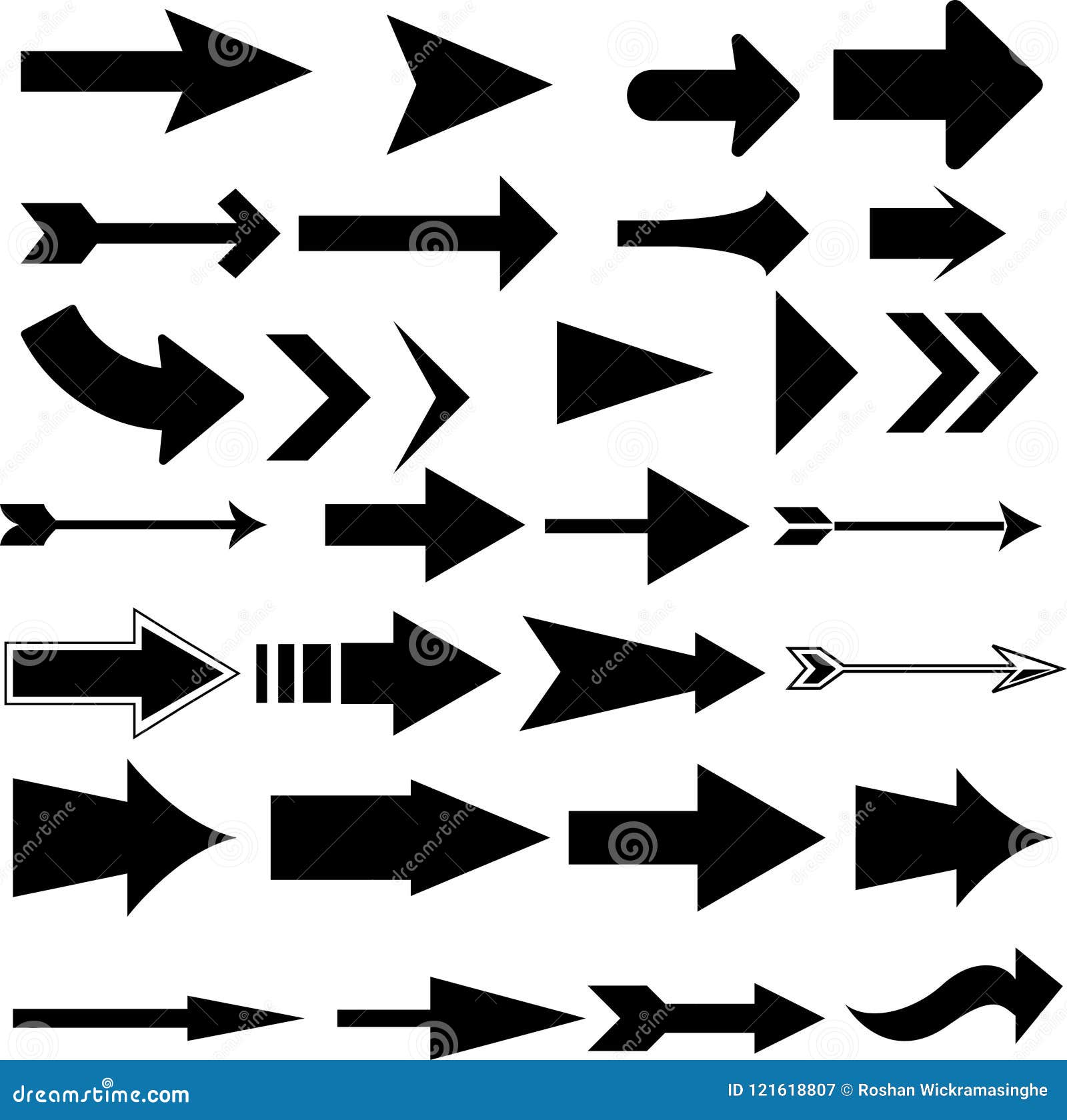Arrow Pointer Set Black Isolated Stock Vector - Illustration of ...