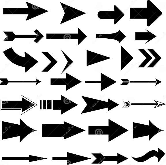 Arrow Pointer Set Black Isolated Stock Vector - Illustration of ...
