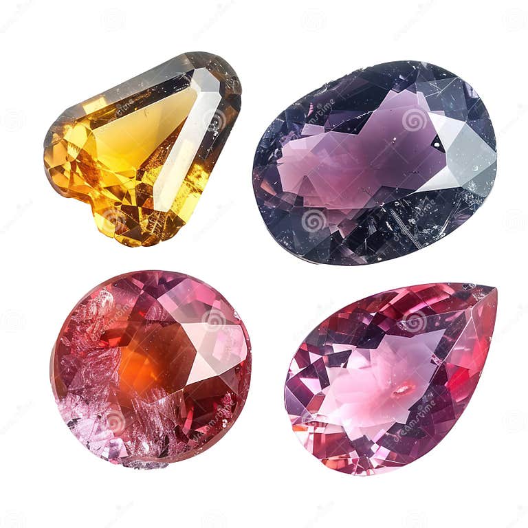 4 Different Shape of Beautiful Gemstone Stone Front View Isolate Stock ...
