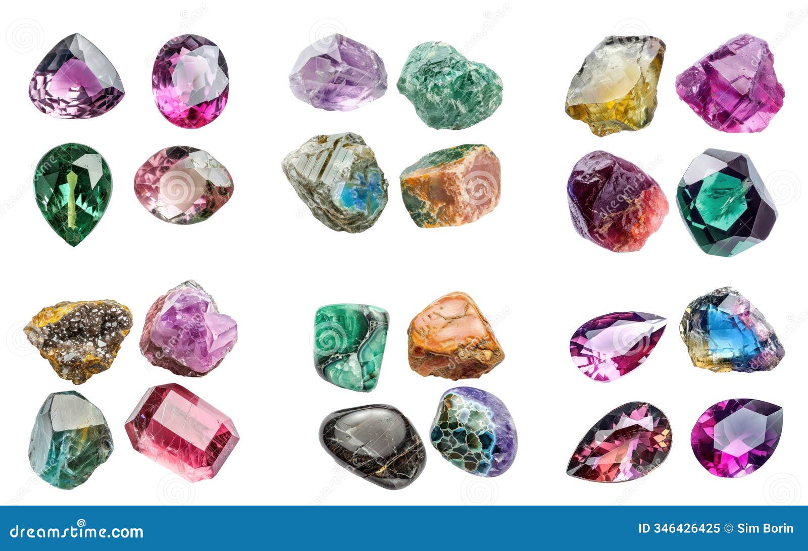 4 Different Shape of Beautiful Gemstone Stone Front Stock Illustration ...