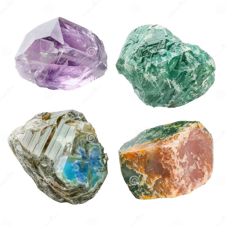 4 Different Shape of Beautiful Gemstone Stone Side Stock Illustration ...