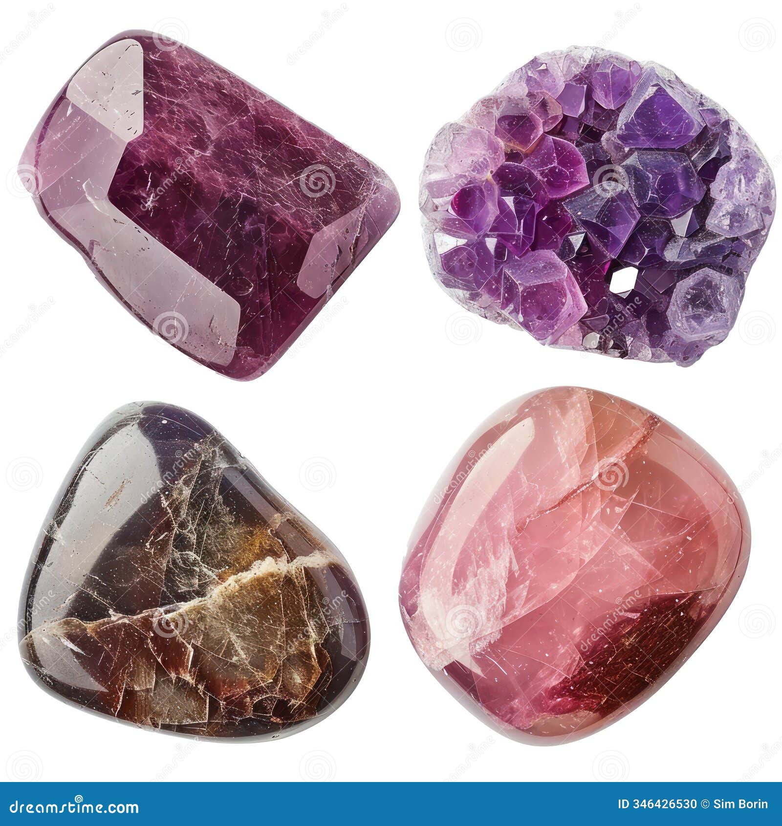 4 Different Shape of Beautiful Gemstone Stone Top View Isolate Stock ...