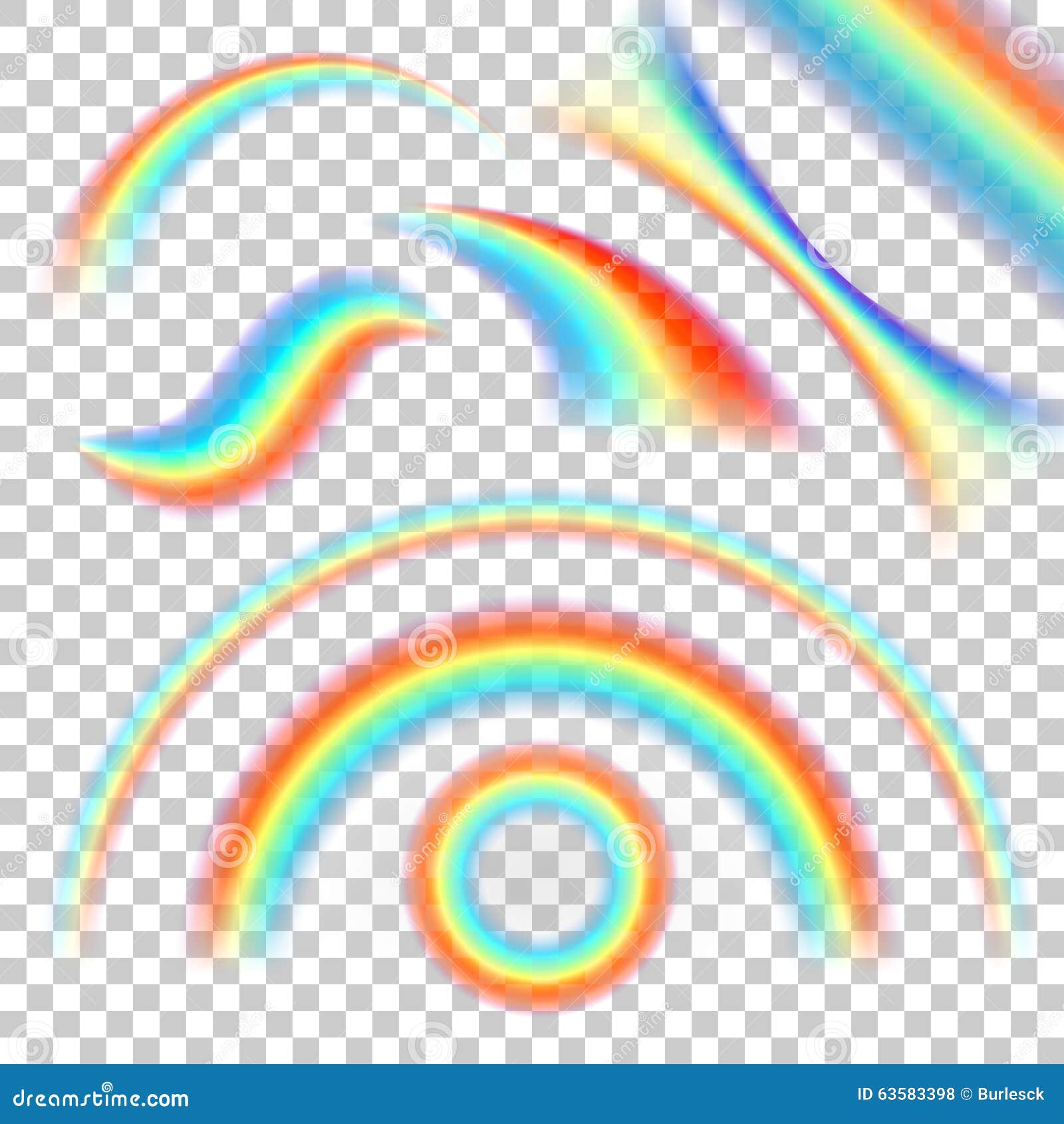 Different Shape of Realistic Rainbows. Vector Set Stock Vector ...