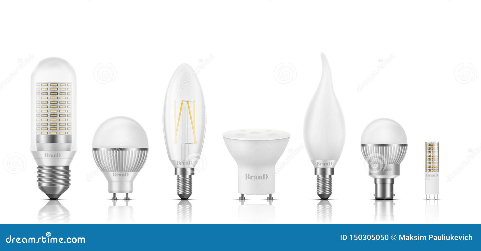 Modern LED Bulbs 3d Realistic Vector Set Stock Vector - Illustration of ...