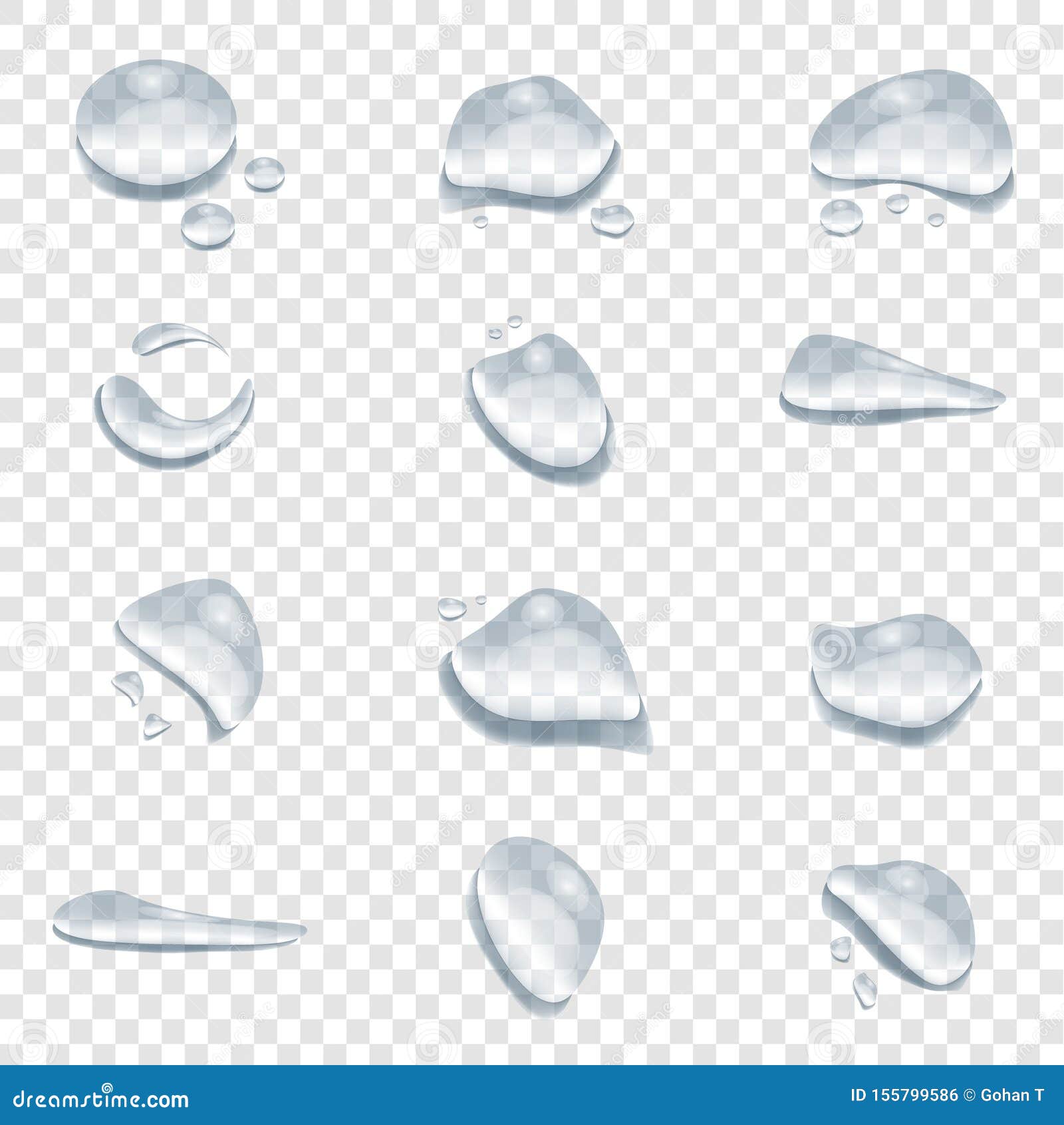 Different Shape Of Water Drop Vector Isolated On Transparency ...