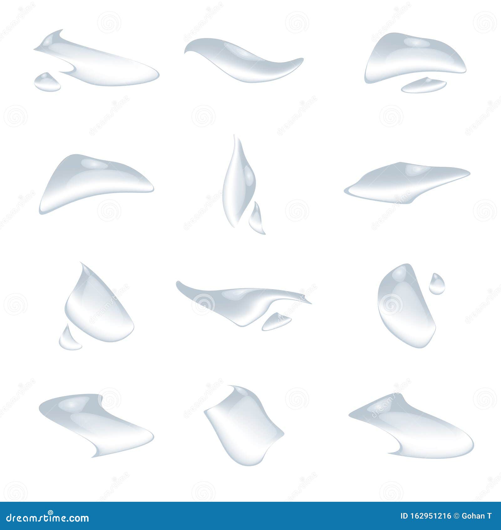 Different Shape of Water Drops or Droplet Vector Isolated on White ...