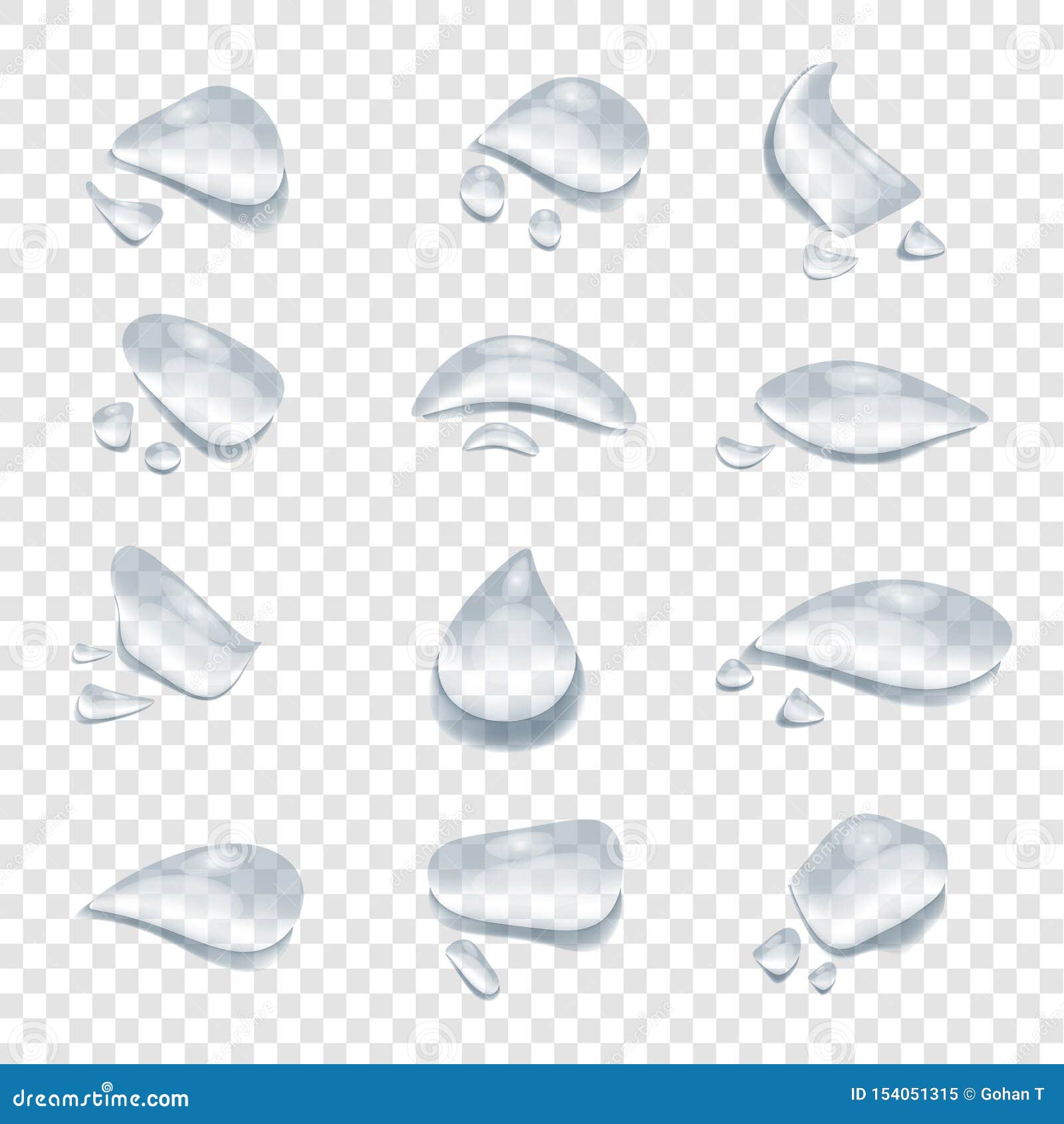 Different Shape of Waterdrops Vector Isolated on Transparency ...