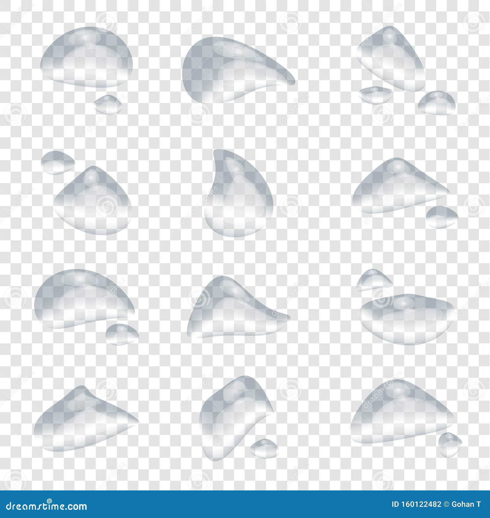 Different Shape of Waterdrops Vector Isolated on Transparency ...