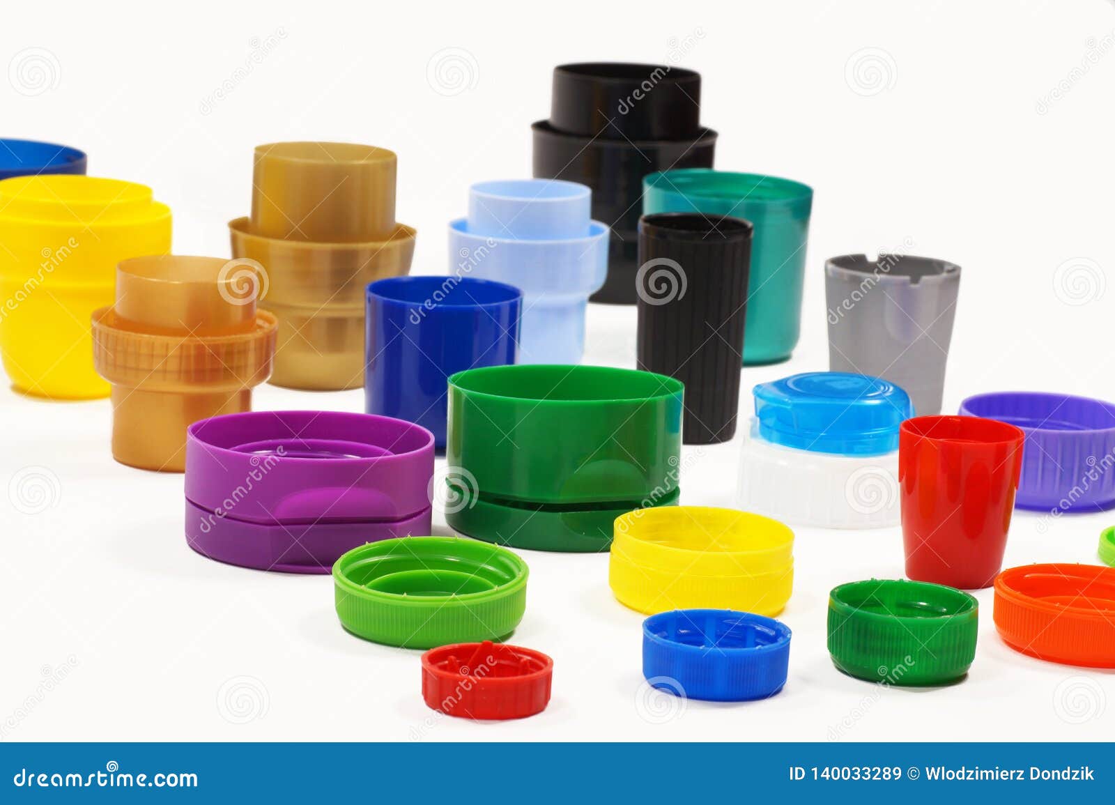 Different Shaped and Colored Caps from Bottles, Containers, Creams and ...