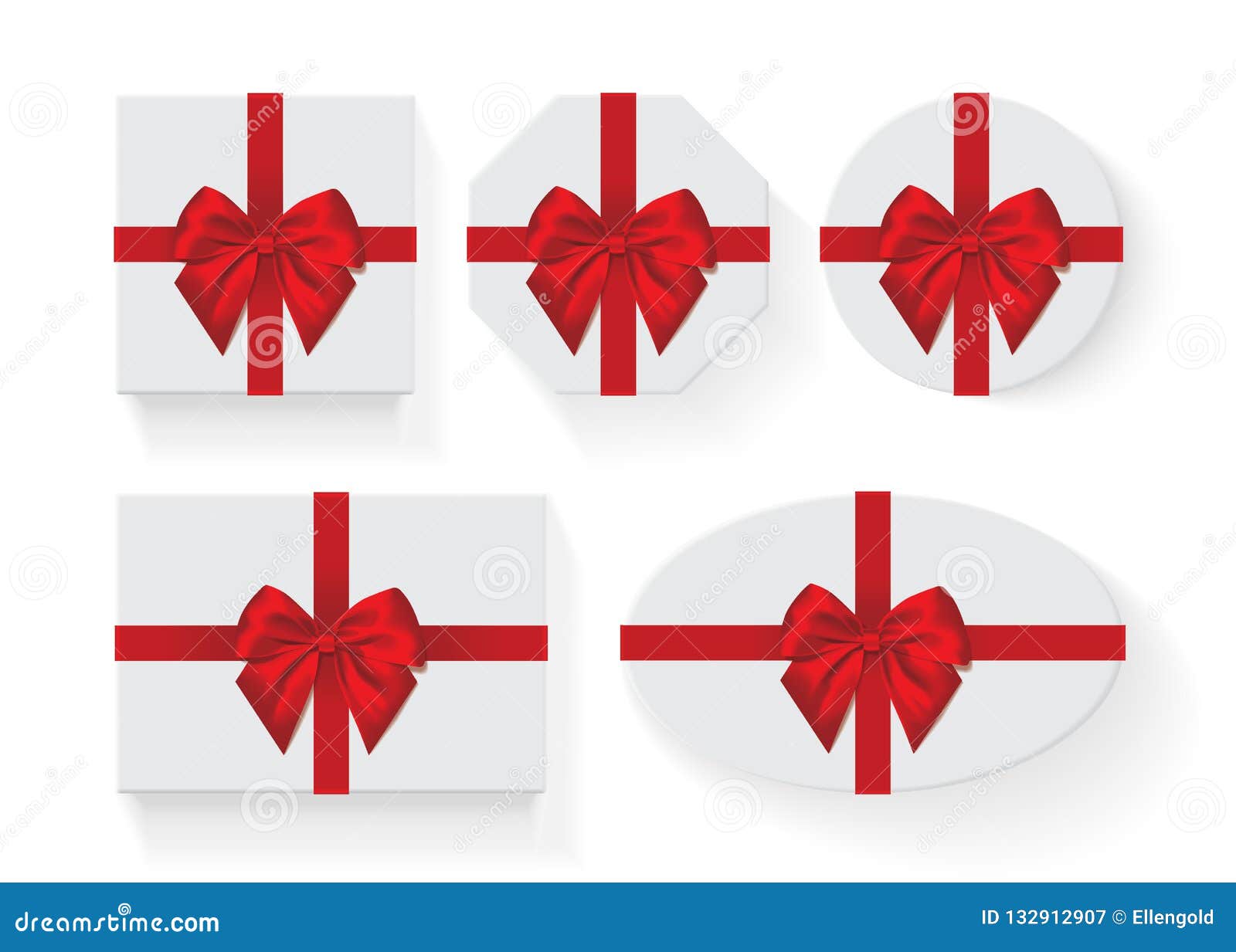 Different Shapes of Boxes with a Red Bow Vector Stock Vector ...