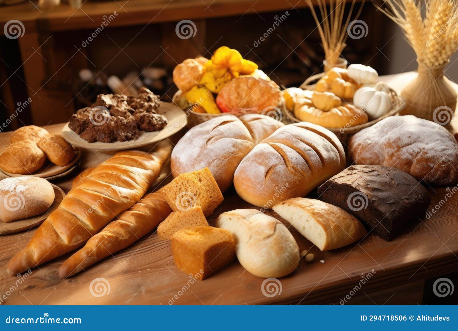Different Shapes of Bread from Various Countries on a Table Stock Photo ...