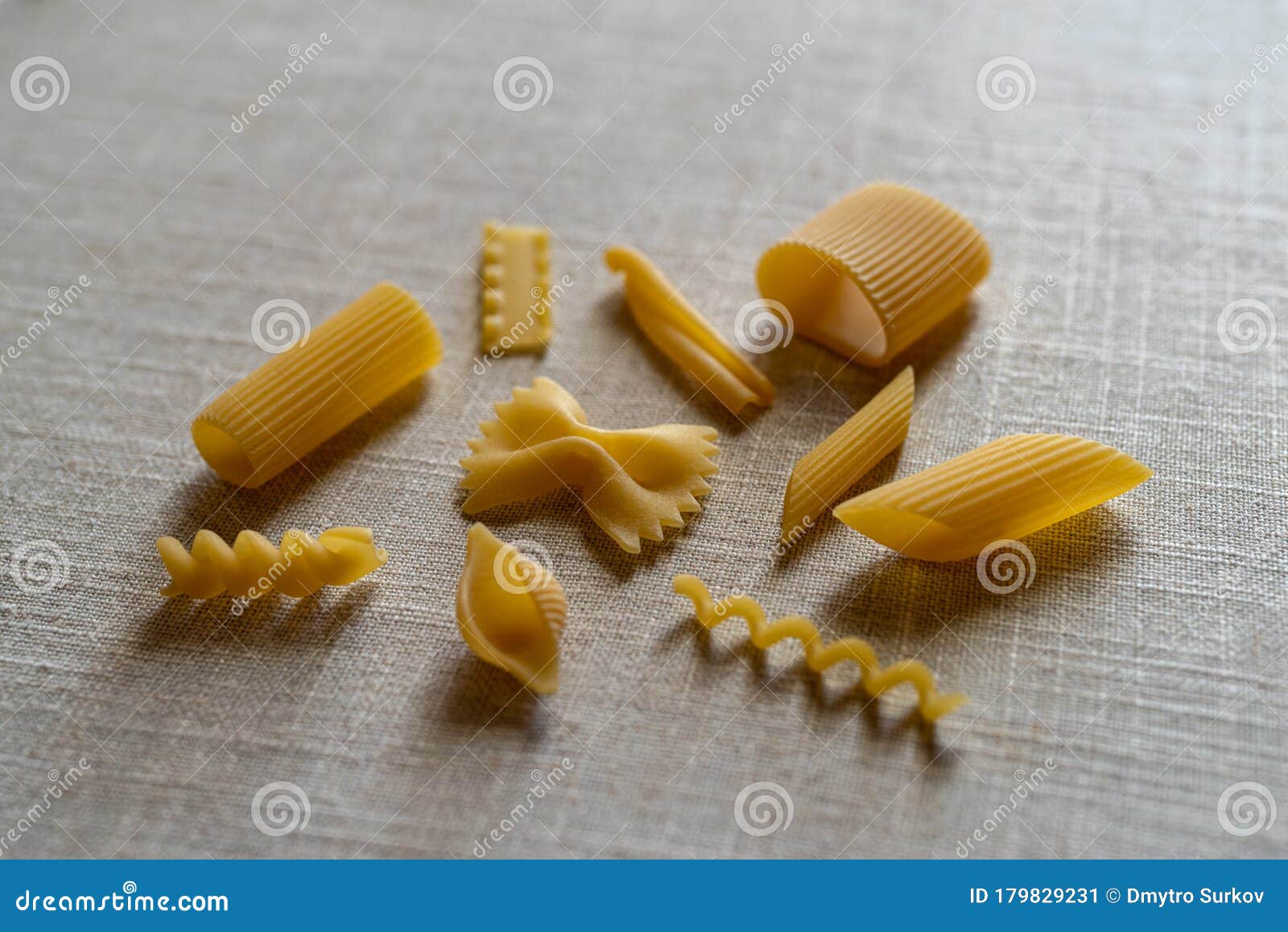 Different Shapes Dry Pasta on Table Stock Image - Image of penne ...