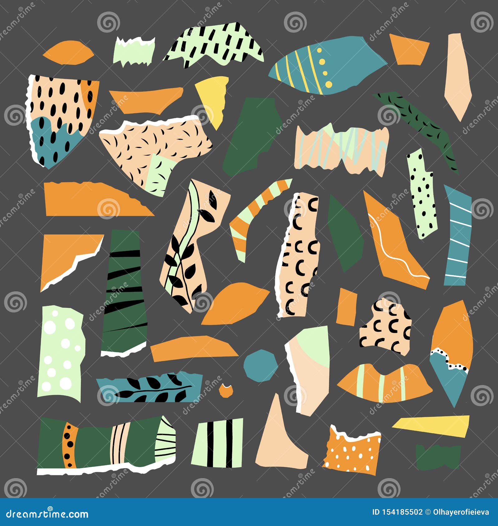 Different Shapes and Hand Drawn Textures Paper Cut Stock Vector ...