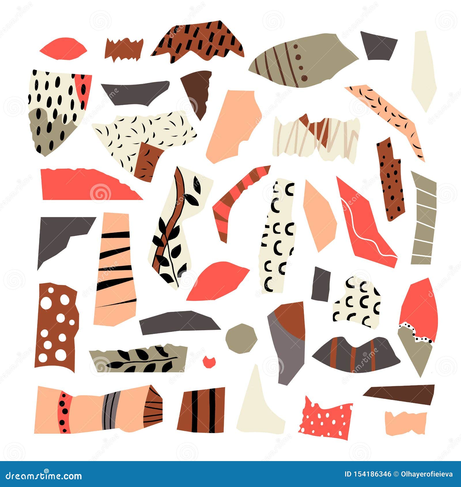 Different Shapes and Hand Drawn Textures Paper Cut Stock Vector ...