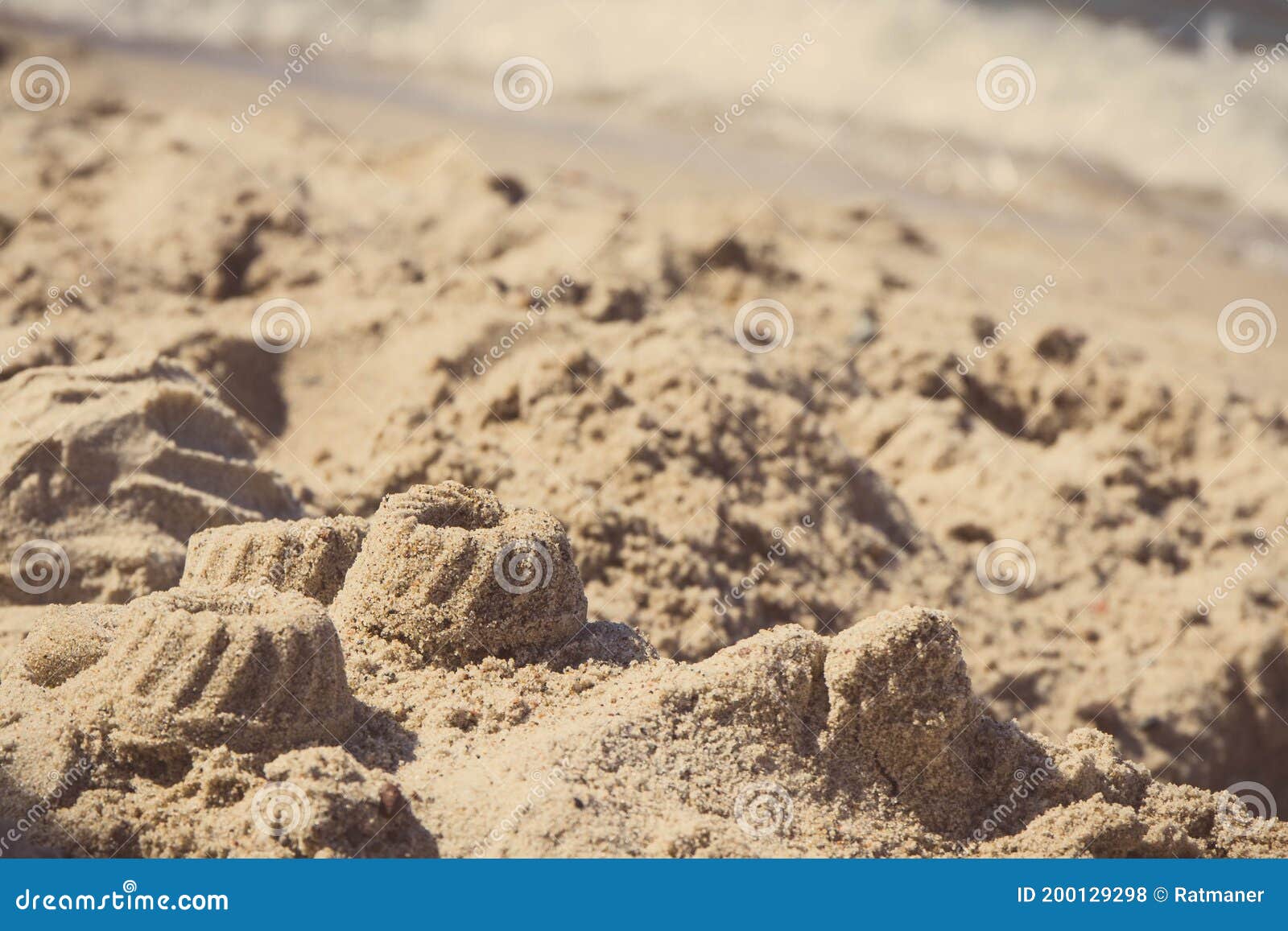 Different Shapes Made of Sand on Beach. Summer, Vacation Time and Child ...