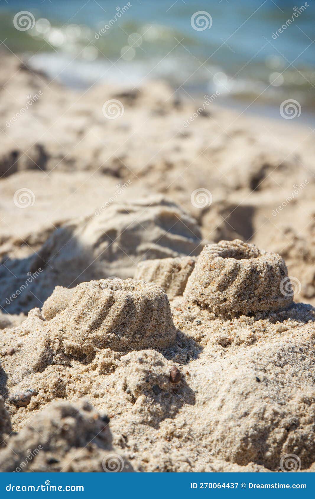 Different Shapes Made of Sand on Beach. Summer, Vacation Time and Child ...